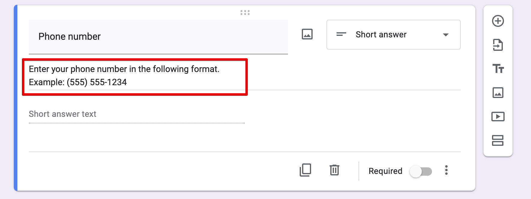 How to specify and validate input formats in Google Forms | BiFu on the web